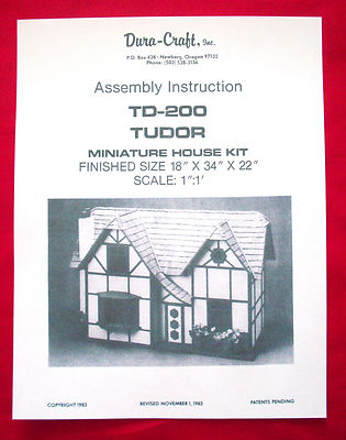 Dura-Craft *TUDOR* TD-200 '83 Dollhouse INSTRUCTIONS | eBay