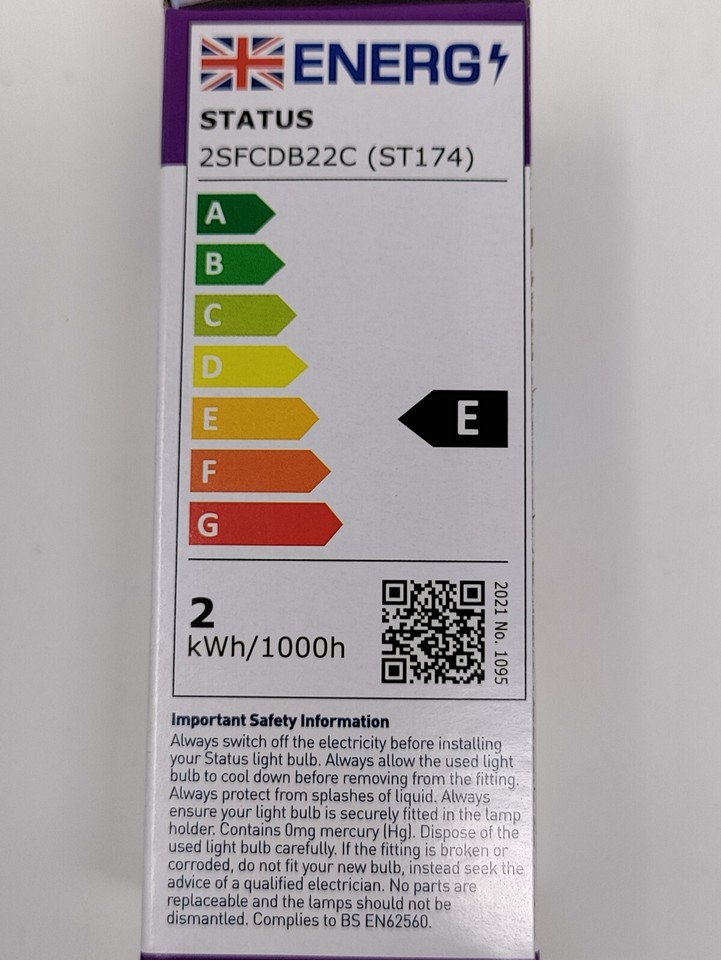 2w LED Candle Clear Filament Light Bulbs B22 BC E27 ES E14 SES Daylight ...