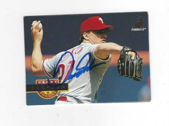 Signed DANNY JACKSON Philadelphia Phillies 1994 Pinnacle Card #144 w ...