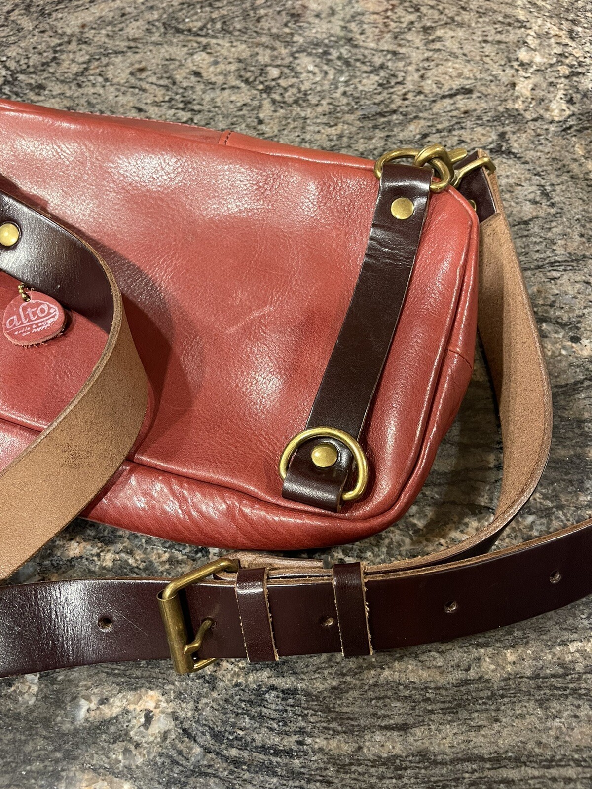 Alto Italian Leather Maroon Sling Pack Bag - Gem