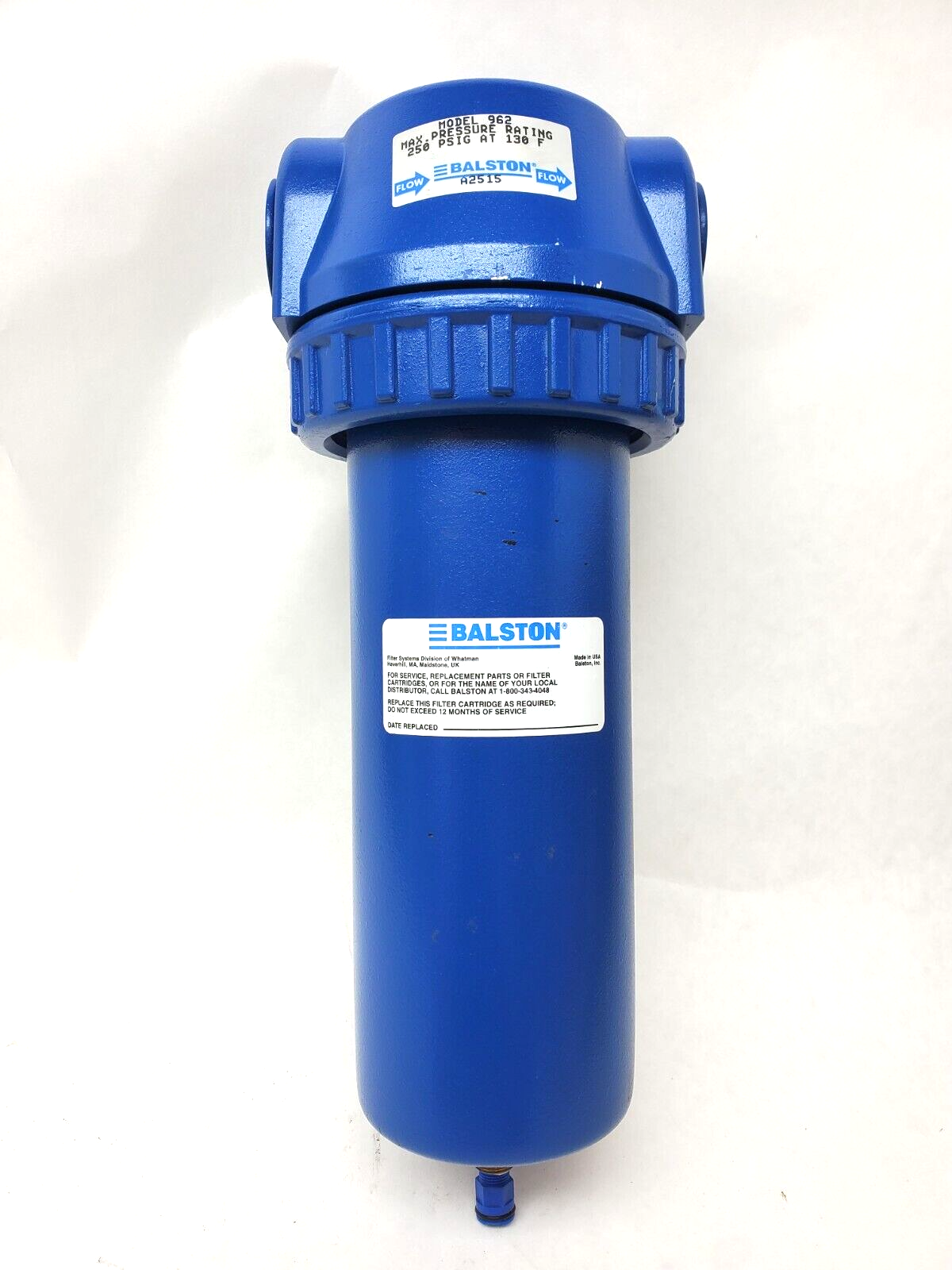 NEW - Balston 962 Filter Housing 250PSIG Max @ 130°F (A2515) SEE PHOTOS ...