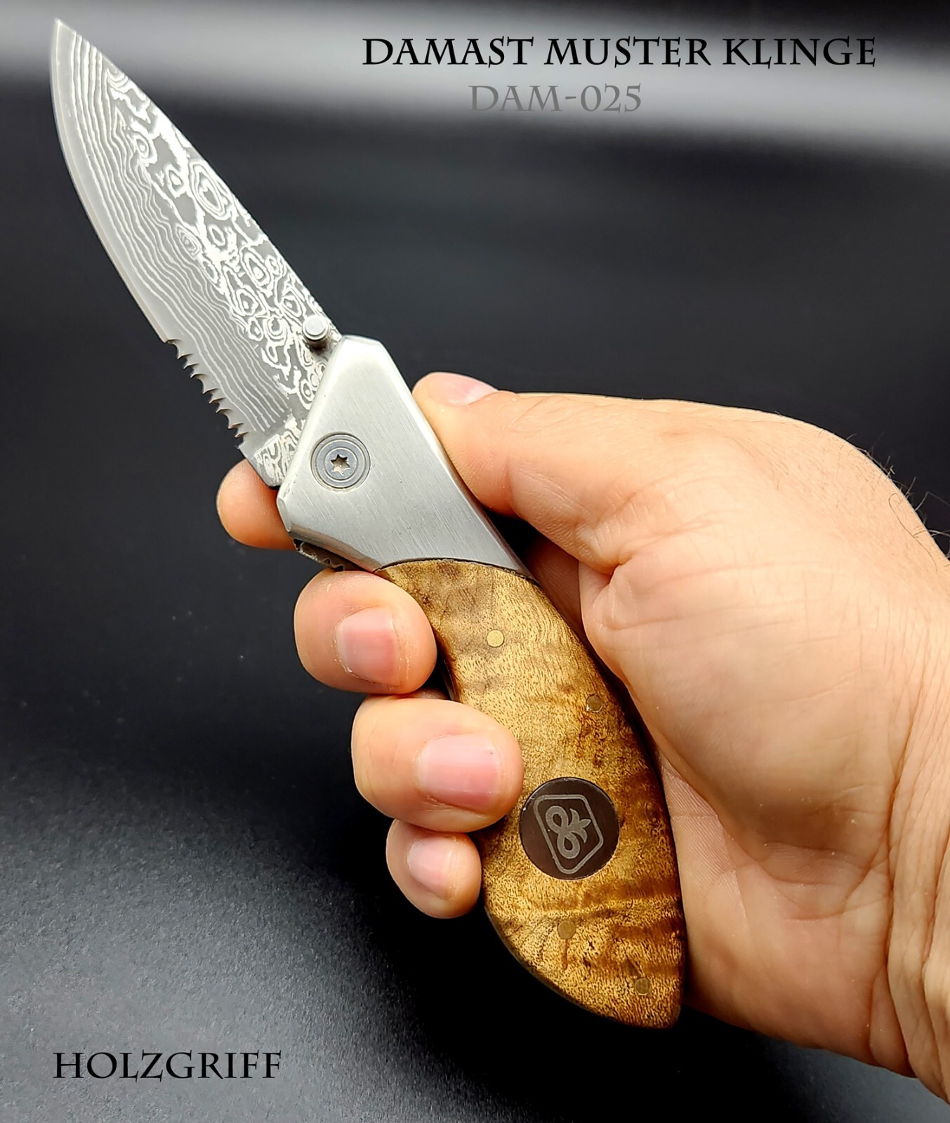 KaSul®| Damast Muster Taschenmesser DAM-025 Holzgriff Klappmesser ...