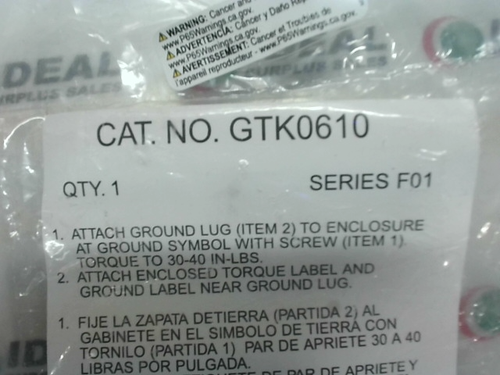 SQUARE D GTK0610 Equipment Grounding Bar Kit Series F01 - New In Box | eBay