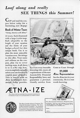 1931 Aetna Insurance Vintage Collectible Print AD Art by Charles ...