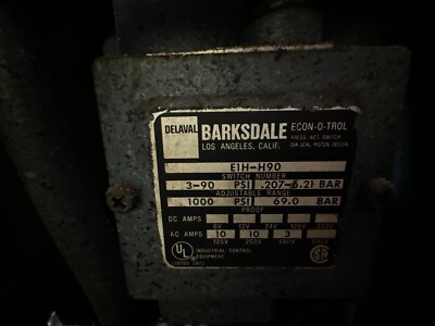 Barksdale E1H-H90 Pressure Switch 3-90psi 125/250/480v-ac | eBay