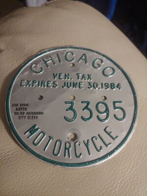 Chicago Vintage Original Motorcycle License Plate 1984 | eBay