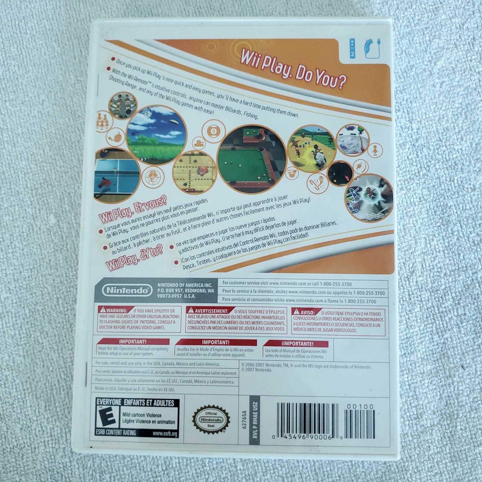 Wii Play Game Complete Nintendo Wii 2007 Table Tennis Pool Shooting ...