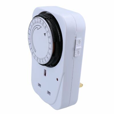 24 Hour Mains 3 Pin Plug In Timer Sockets Clock Energy Saving Lamps ...