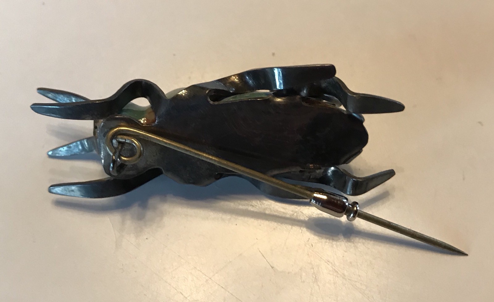 UNUSUAL VINTAGE CERAMIC & CHROME CRICKET OR GRASSHOPPER INSECT STICK ...