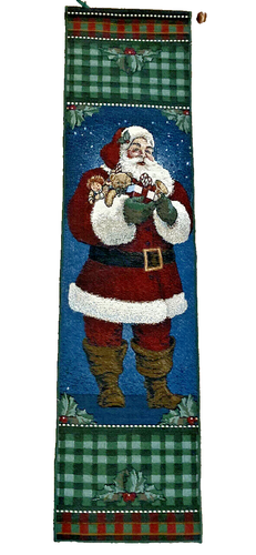 Santa Claus tapestry Christmas Bell Ringer wall hanging 8.75" x 34"L | eBay