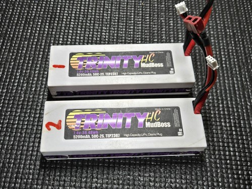 2 Trinity 7.4V 5200mAh 2S 50C T-Plug LiPo Battery Mudboss Deans ...