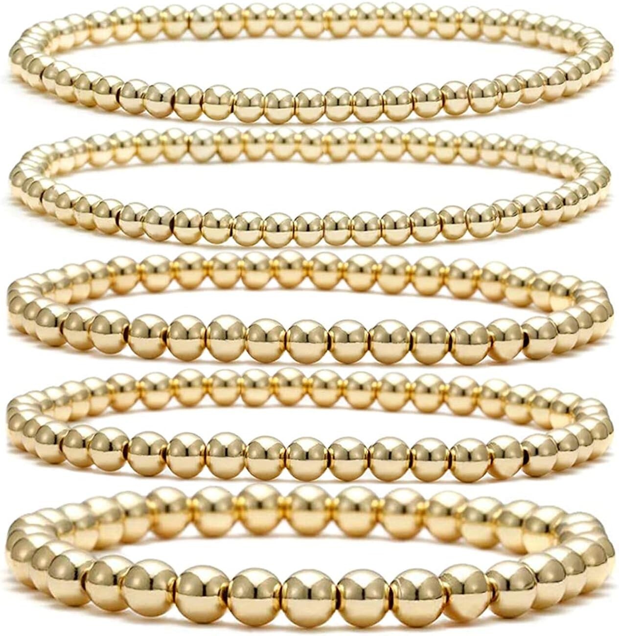 Gold Beaded Bracelets for Women Bead Ball Stackable Sets-Enewton ...