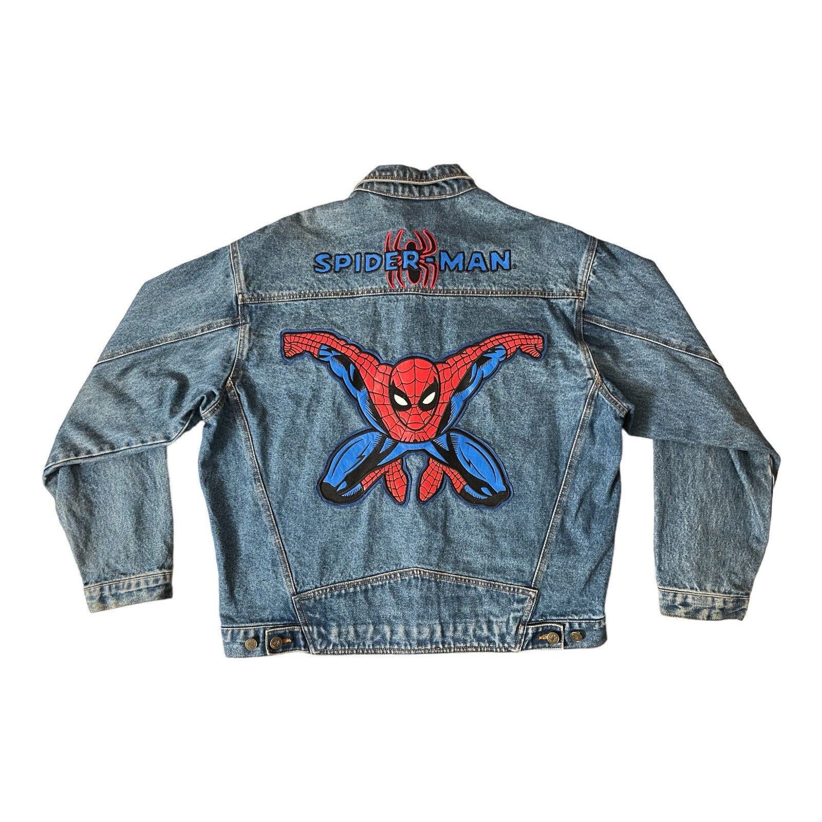 Vintage Marvel Spider-Man 2002 Denim Jacket Trucker 9… - Gem