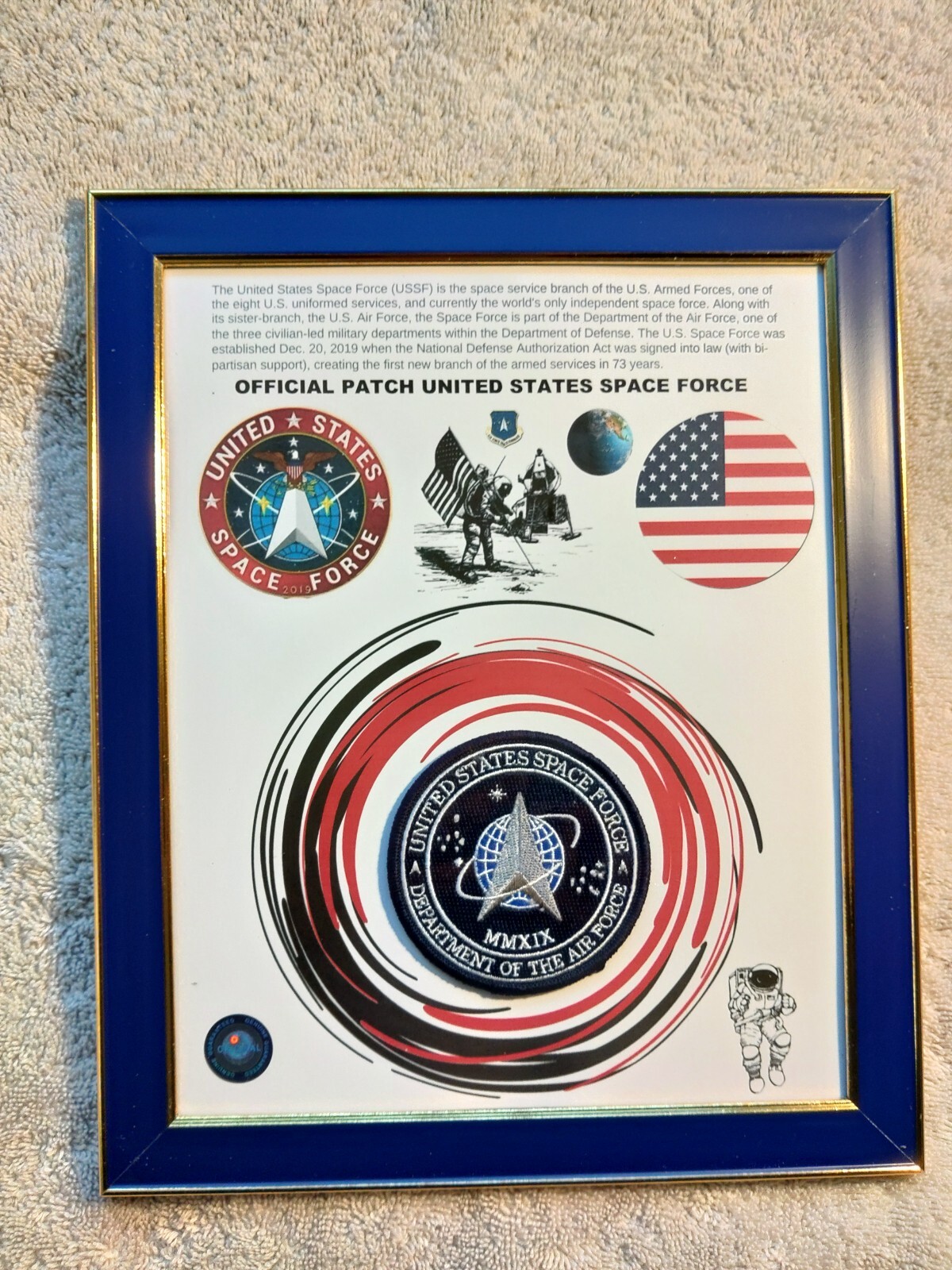 official united states space force patch custom mounted & displayed ...