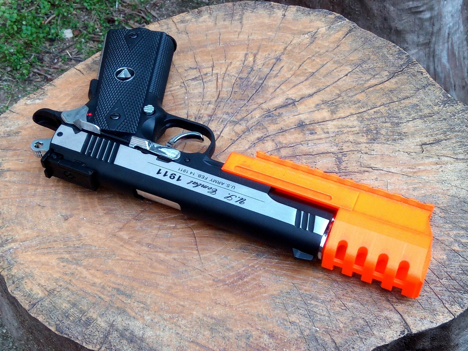 J.W. Frame Mounted Compensator with 11-Slots Rail for 1911 Airsoft GBB ...