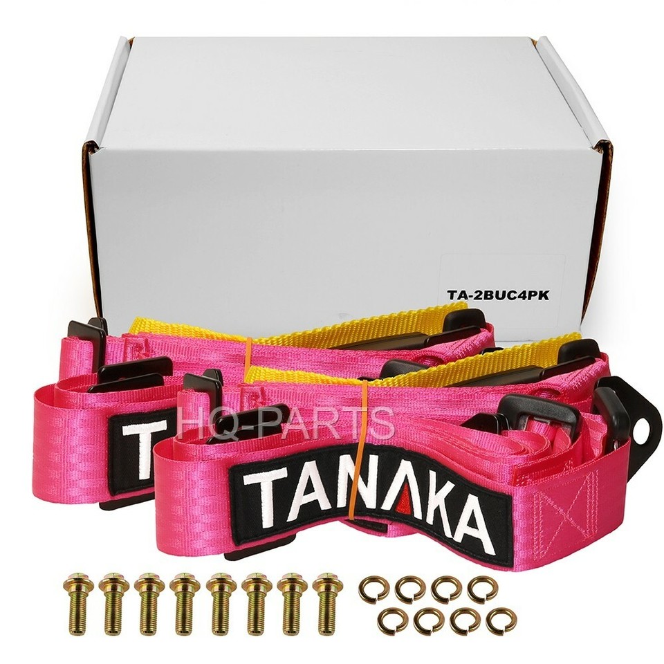 2 X TANAKA UNIVERSAL PINK 4 POINT BUCKLE RACING SEAT BELT HARNESS 2" | eBay