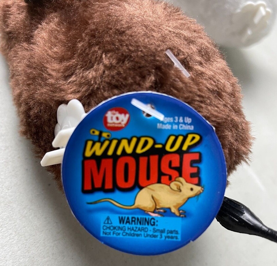 Wind Up Furry Funny Fuzzy Mouse 6 Inch New Cat Toy Mice Choose From 4 ...