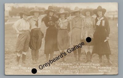 RPPC 7 COWGIRLS! Ruth Roach Western Rodeo Doubleday Texas Real Photo ...