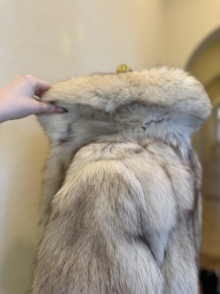 Women’s Vintage Natural Blue Fox Fur Coat Size XS Up To M Custom Made ...