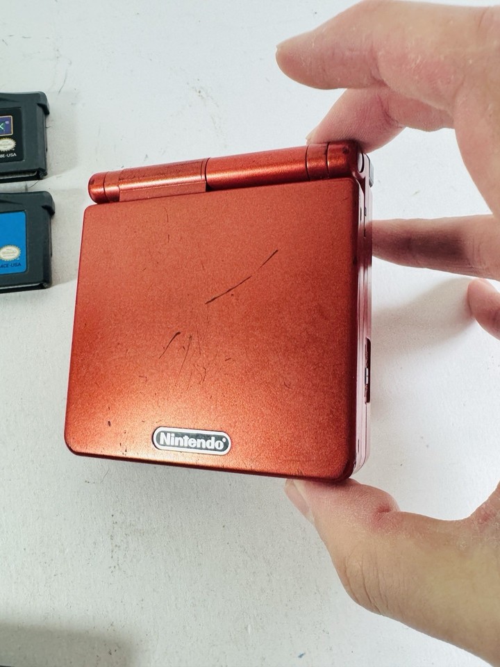 Nintendo Game Boy Advance SP - Flame/RED AGS-001 Bundle W/Charger ML422 ...