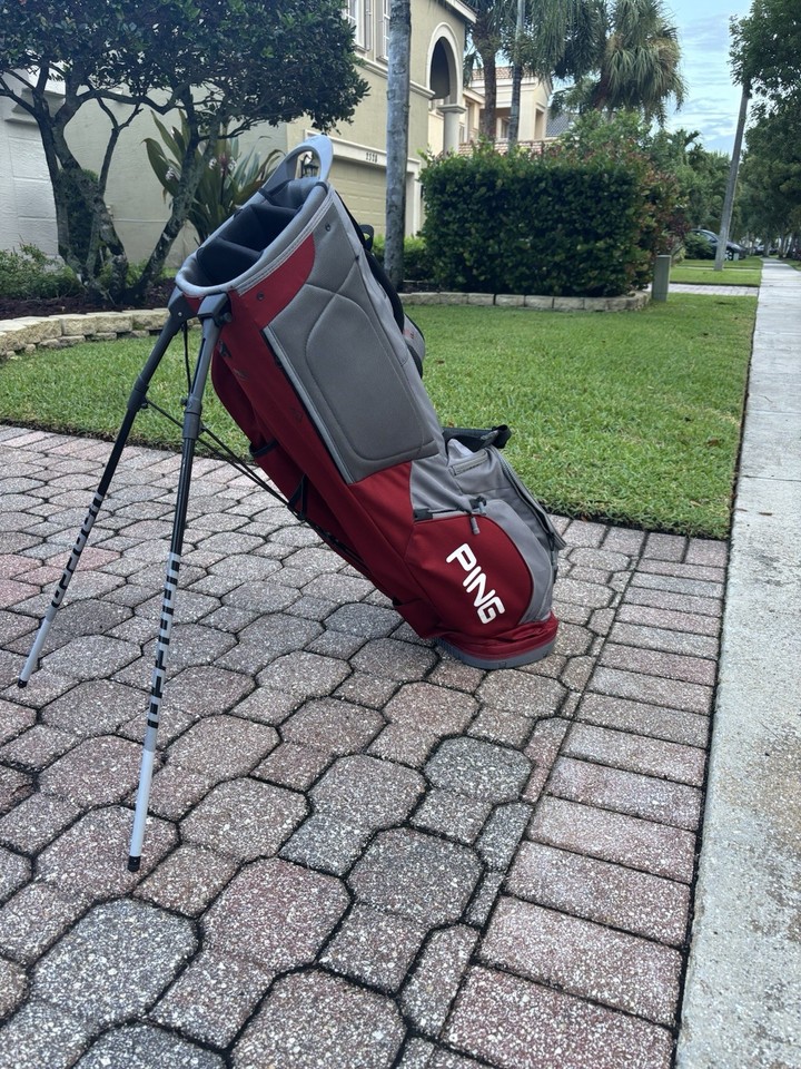 Ping Hoofer Lite 201c Cardinal Red/Grey 4-Way Top Double Strap Stand ...