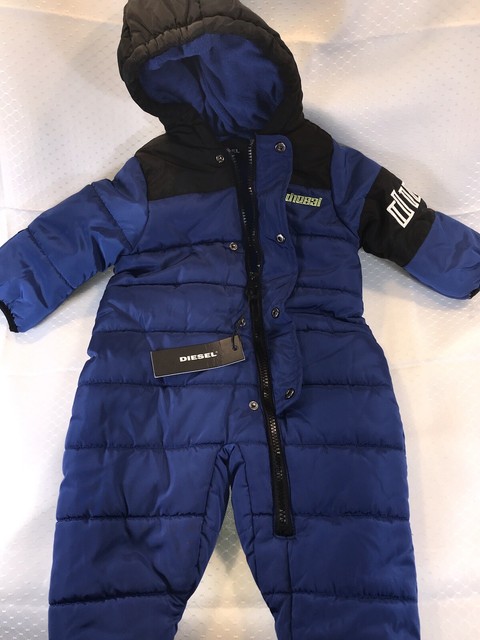 Diesel Boys Infant Snowsuit Pram Blue Black Fleece Lined 6-9 Months ...