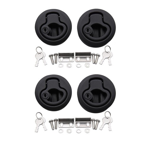 4PCS Marine Boat Round Deck Lock with Key Pull Latches Lift Ring Handle ...