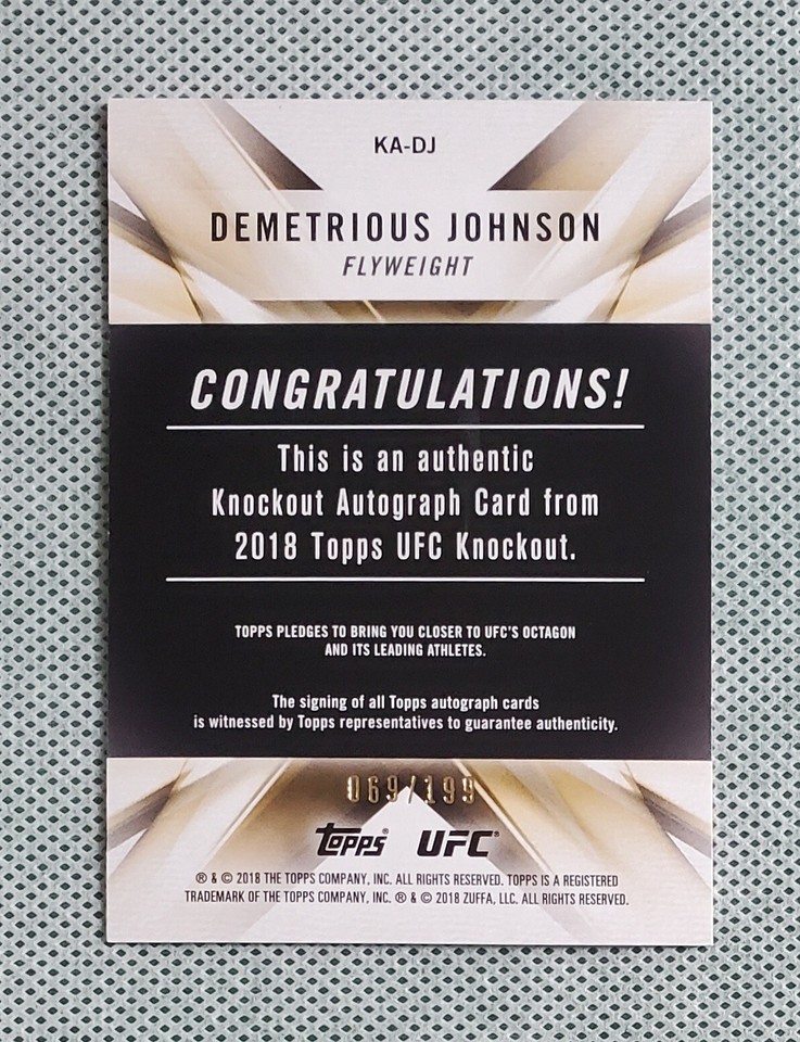 69/199 Demetrious Johnson 2018 Topps UFC Knockout Knockout Auto #KA-DJ ...