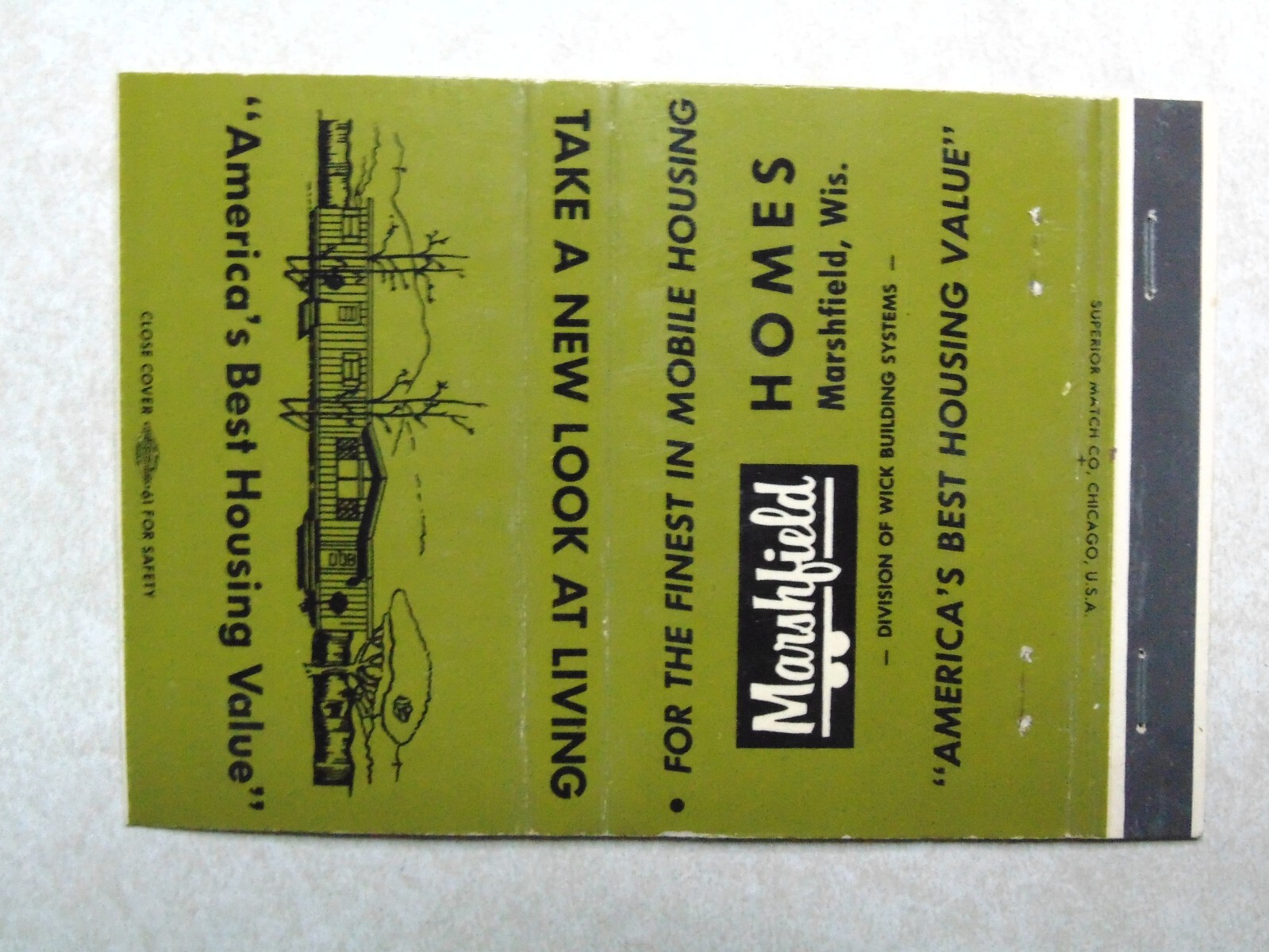 WB157 Matchbook Cover Wide Marshfield Homes Real Estate Company ...