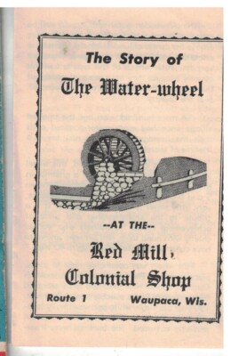 Vintage 1950s Brochure Water Wheel Red Mill Colonial Shop Waupaca WI | eBay