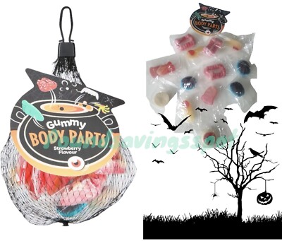 14 Jelly Gummy Strawberry Body Parts Halloween Individual wrapped trick ...