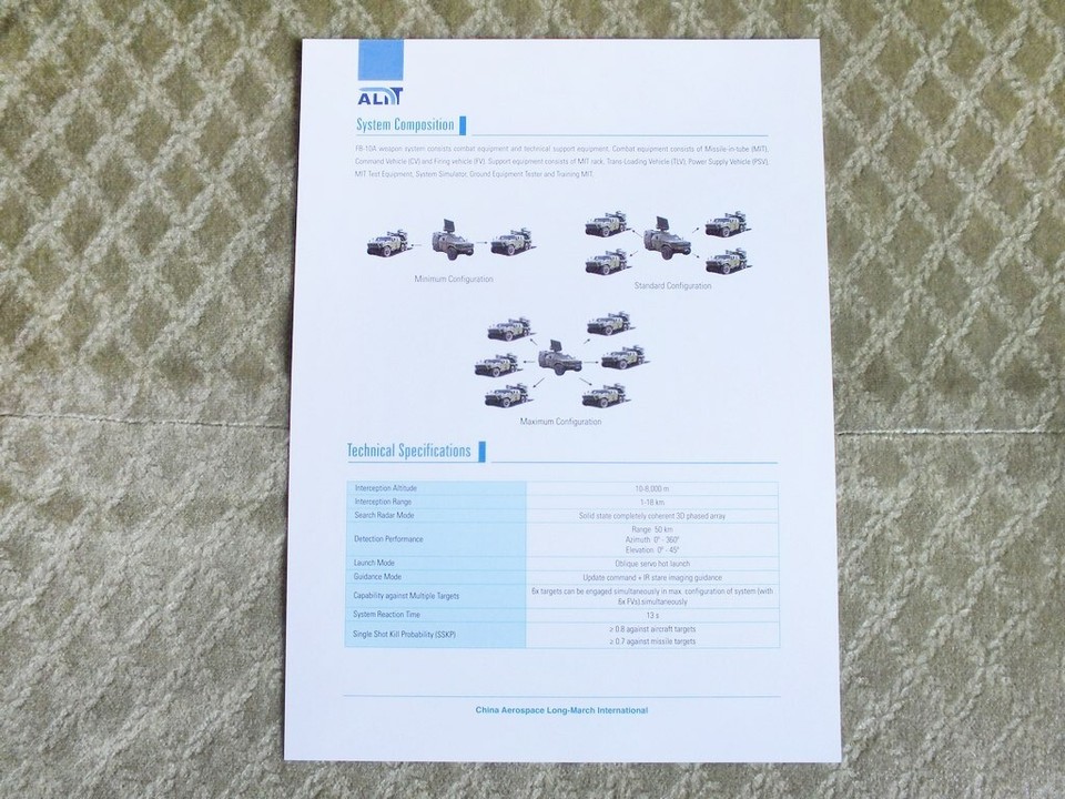 FB-10A Air Defence Missile System Truck China Army ALMI Brochure 2022 ...
