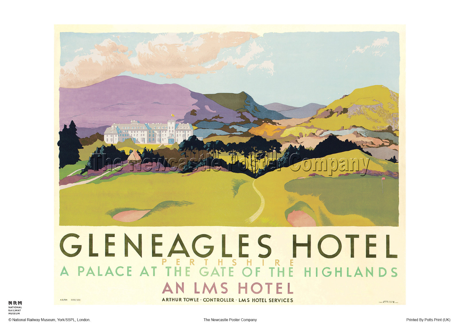 SCOTLAND GLENEAGLES GOLF VINTAGE RAILWAY TRAVEL RETRO POSTER ...
