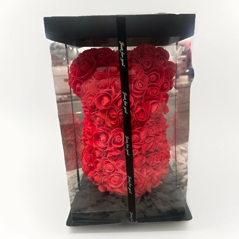 Red Rose Bear 10in Flower Rose Bear with Box ＆ Led Light | eBay