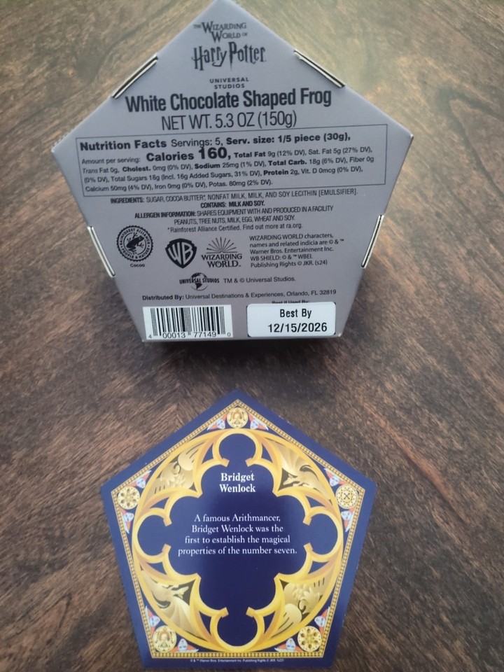 Harry Potter Chocolate Frog Card Bridget Wenlock With Empty Chocolate ...