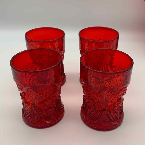 Mosser Vibrant Ruby Red Pitcher w/4 Tumblers, Cambridge Glass Co. 2579 ...