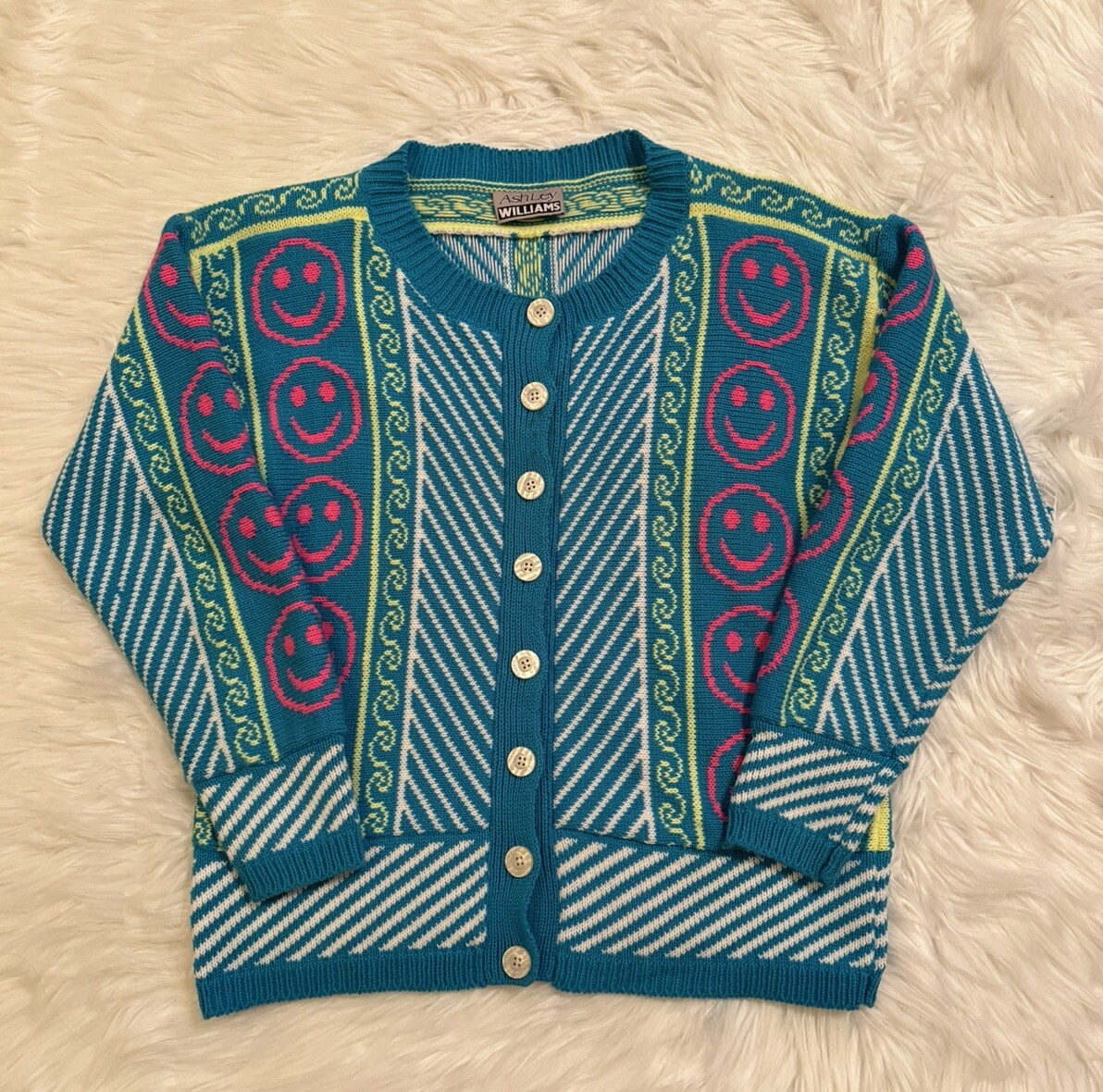 Ashley Williams Hannah Smiley Face Cardigan Sweater K… - Gem