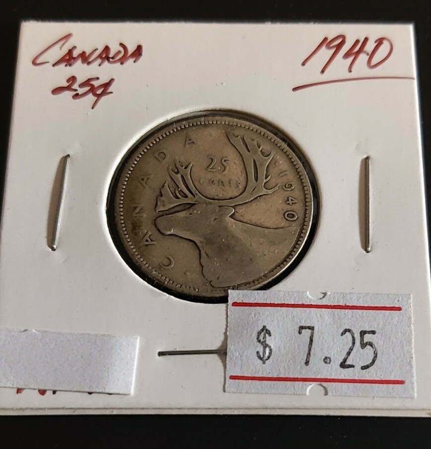 Canada 1940 25 cents George VI Silver Nice Great Silver Quarter Coin (# ...