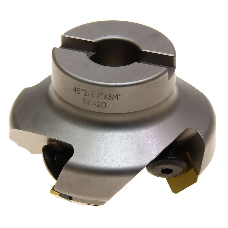 Indexable Face Mill Cutter 45 Degree 2-1/2” w/Carbide Inserts 4 Flute ¾ ...
