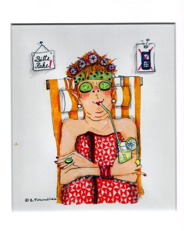 Passepartout - Bild 24 x 30cm ungerahmt Barbara Freundlieb Serie 3 Freundinnen | eBay