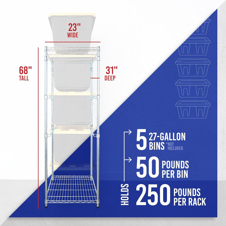 Saferacks 5-Tier Steel Tote Rack - Maximize Space, Declutter ...
