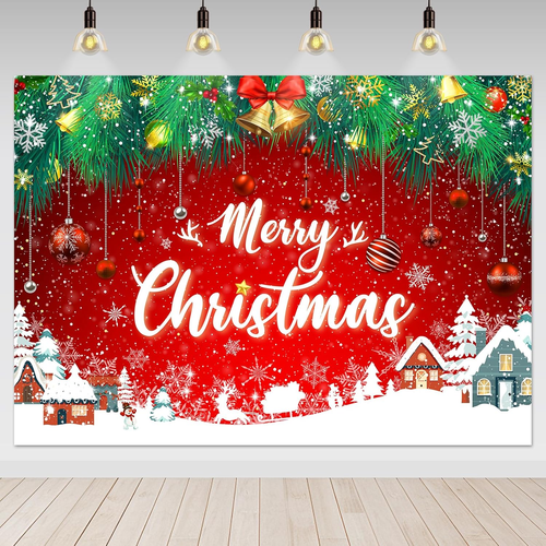7X5Ft Red Christmas Backdrop - Snowflake New Year Eve Photography ...