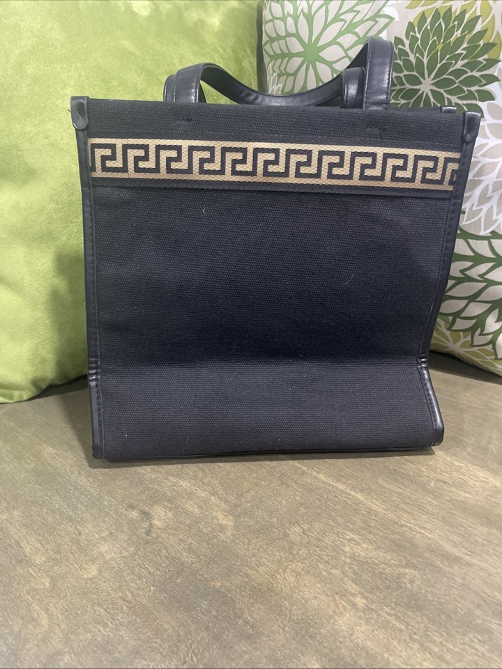 Versace Fragrances Canvas Shoulder Crossbody Bag Black Gold With Dust ...