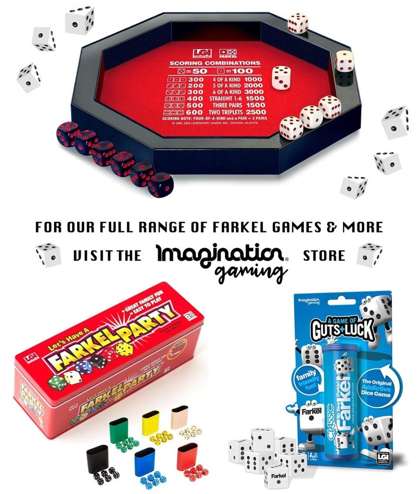 Farkel Game Set with Deluxe Dice Rolling Tray, Built-in Dice-Collection ...