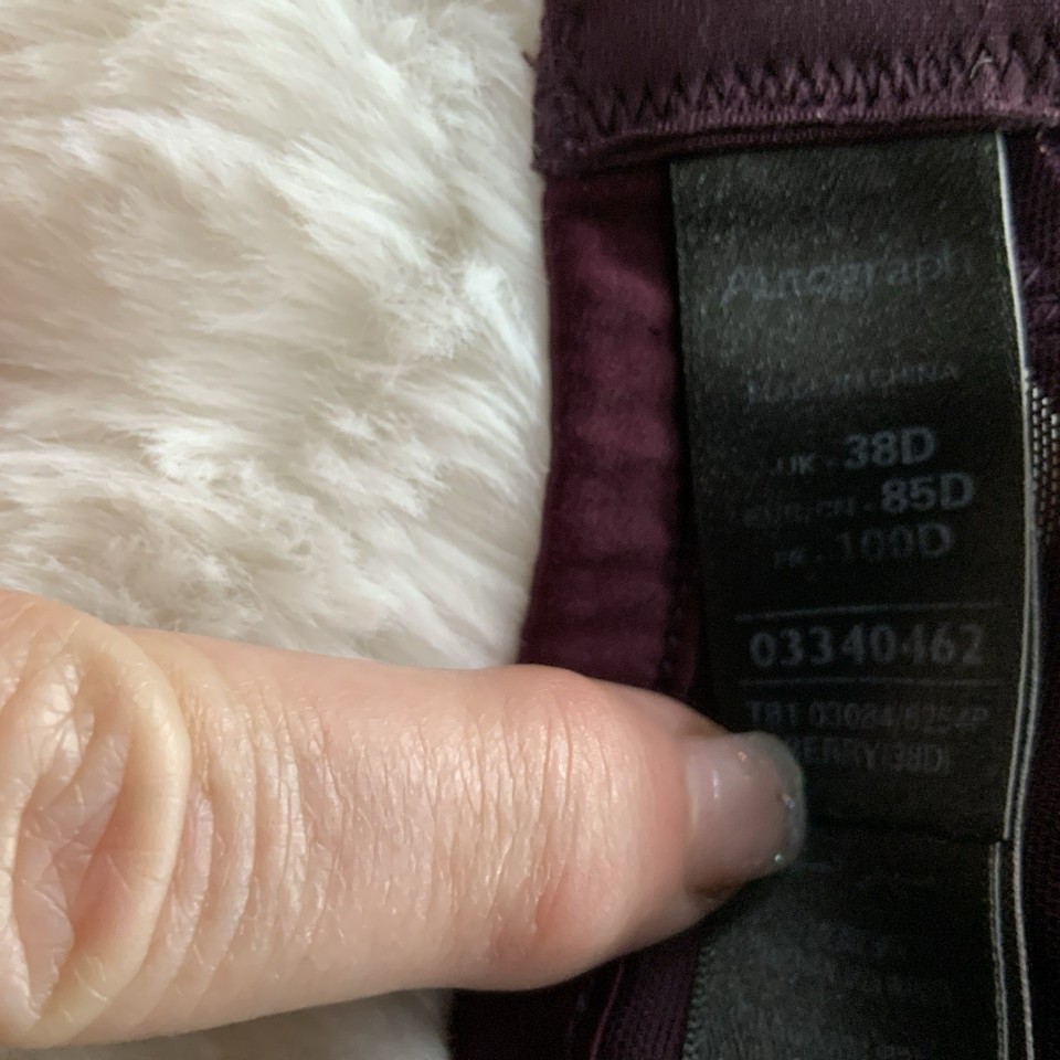 M&S Marks & Spencer Autograph Wine Burgundy Aubergine Lace Bra Sz 38D ...