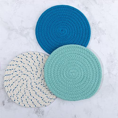 100% Cotton Thread Weave Potholders and Trivets - Stylish Coasters, Hot ...