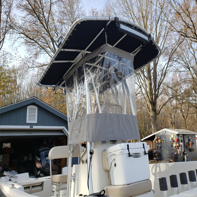 Yacht Consoles Over T-TOP Enclosure Clear Hood Ventilated Windshield ...