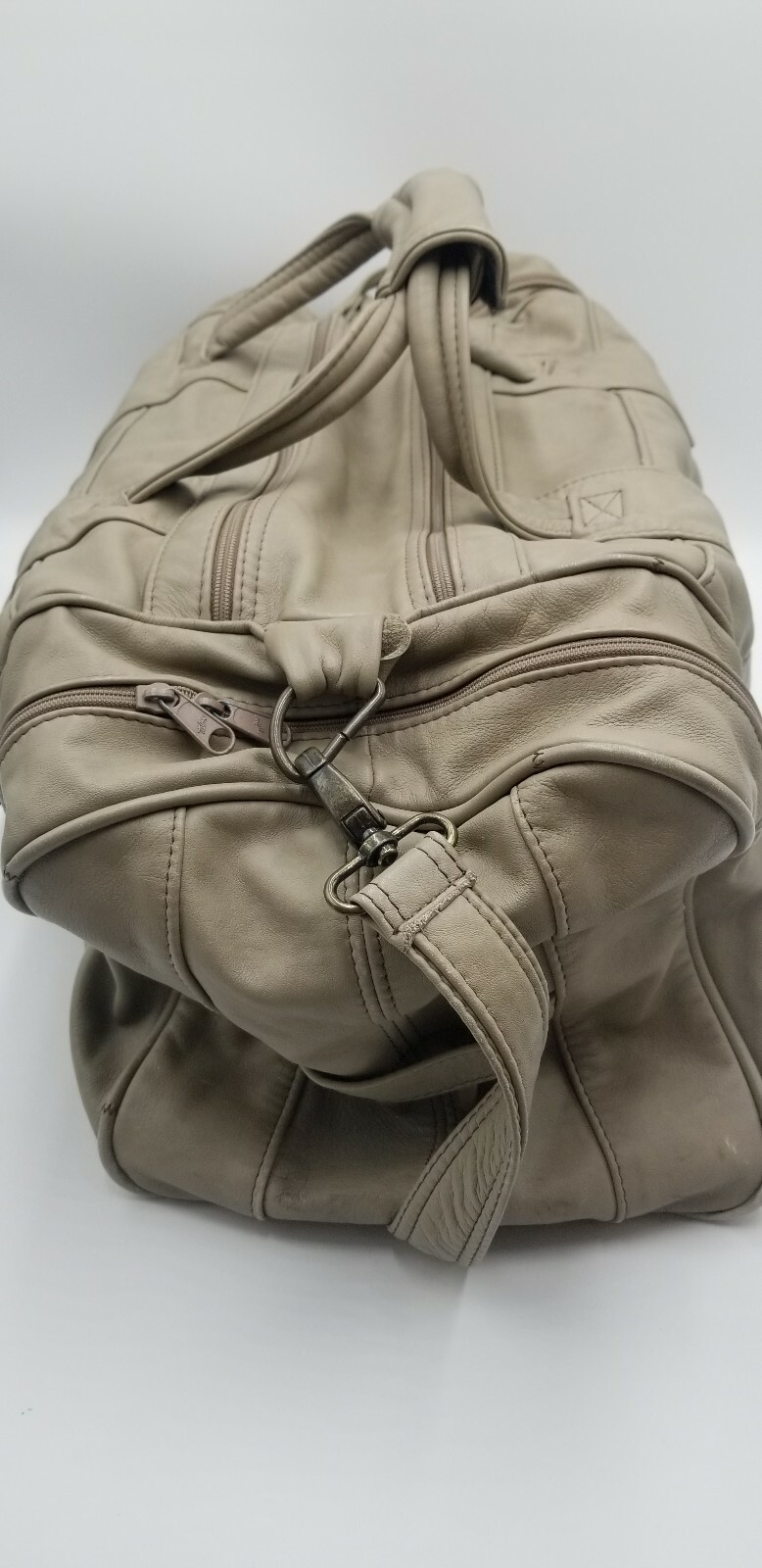 Vintage Leather Duffle Bag Talon Zipper - Gem