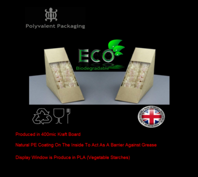 Kraft Cardboard Sandwich Wedge Boxes ~ Cafe Takeaway Packs ~ Plain ...