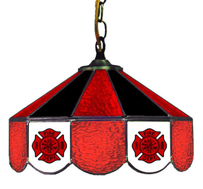 Fire Department 14" Stained Glass Swag Light Fixture | eBay